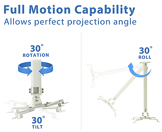 Mount It Universal Height Adjustable Projector Ceiling Mount White ...