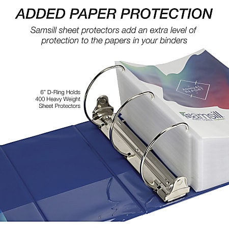 Samsill Nonstick Locking View 3 Ring Binder 6 Round Rings Dark Blue - Office Depot