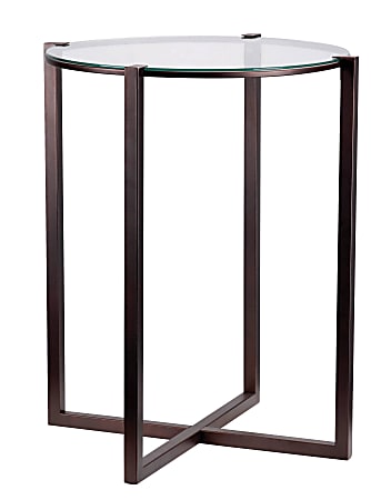 Kenroy Home Lodin Table 24 H x 19 78 W x 19 78 D Satin BronzeClear ...
