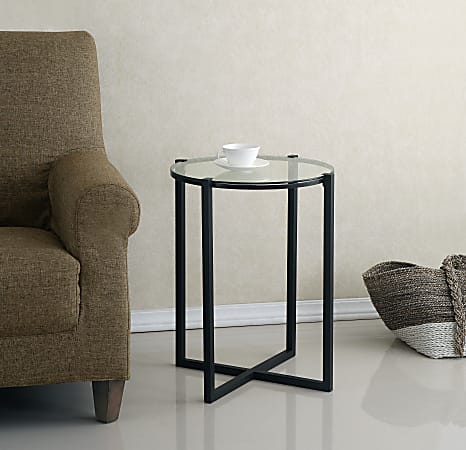 Kenroy Home Lodin Table 24 H x 19 78 W x 19 78 D Satin BronzeClear ...