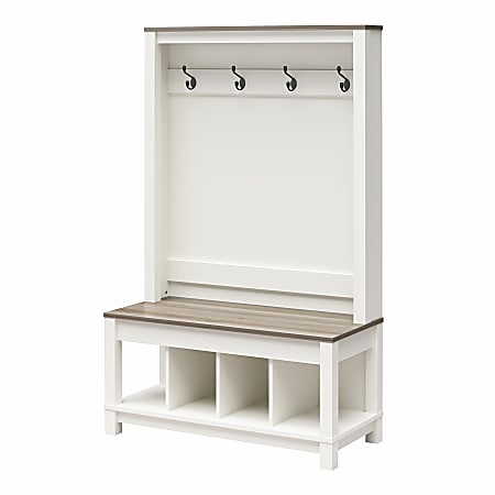 Ameriwood Home Chapel Hill 40 W Entryway Hall Tree 64 516 H x 40 W x 18 D WhiteBrown Oak ...