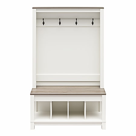 Ameriwood Home Chapel Hill 40 W Entryway Hall Tree 64 516 H x 40 W x 18 D WhiteBrown Oak ...
