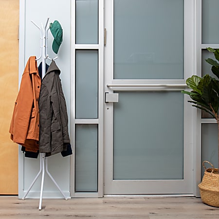 Mind Reader Coat Rack Multi Hook Organizer for Office or Entryway 69 H x 16 12 W x 14 34 L White ...