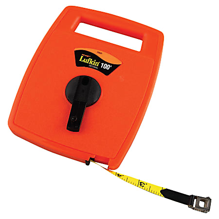 Hi-Viz® Linear Measuring Tape, 100 ft x 1/2 in, SAE, Single Sided, Orange