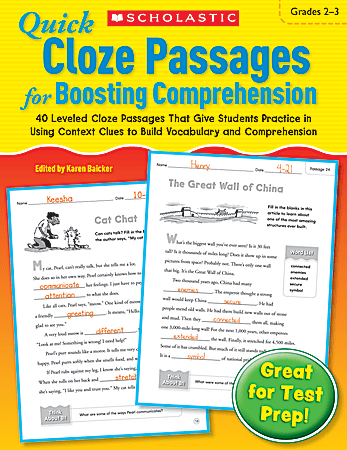Scholastic Quick Cloze Passages For Boosting Comprehension Grades 2 3 ...