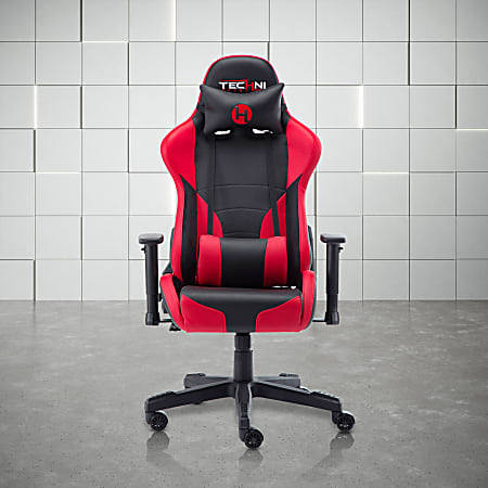 Techni Sport Ergonomic Faux Leather Computer Gaming Chair RedBlack ...