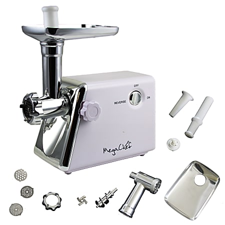 MegaChef 1200 W Ultra Powerful Automatic Meat Grinder White - Office Depot