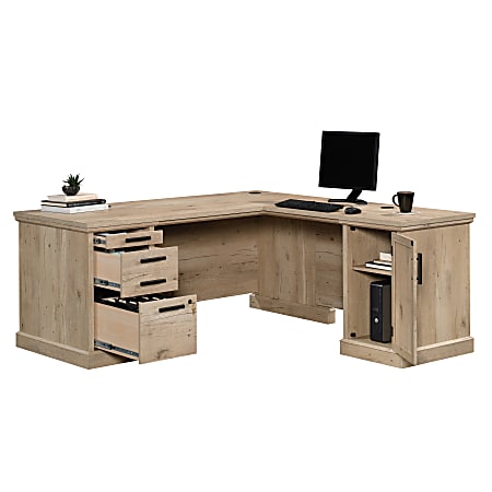 Sauder Mason Peak 72 W Commercial L Shaped Computer Desk Prime Oak ...