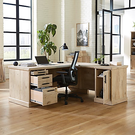 Sauder Mason Peak 72 W Commercial L Shaped Computer Desk Prime Oak ...