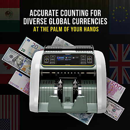 Kolibri KBR 500 Mixed Bill Counter With Advanced Counterfeit Detection And Multi Currency 9 H x ...