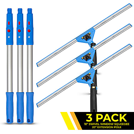 Gritt Commercial Swivel Window Squeegee And Pole Window Washing Kit 18 ...