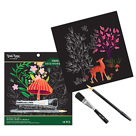 Brea Reese Scratch Art Paper Pad 8 x 8 Woodland - Office Depot