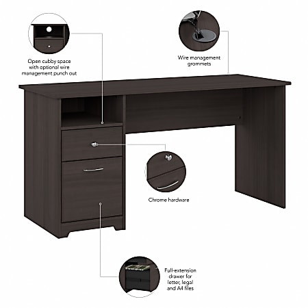 Bush Furniture Cabot 60 W Computer Desk With Drawers Heather Gray Standard Delivery Office Depot
