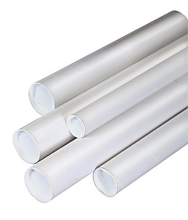Office Depot Brand White Mailing Tubes With Plastic Endcaps 2 12 x 26 ...