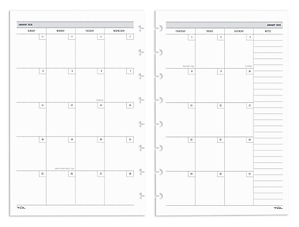 2026 TUL Discbound WeeklyMonthly Planner Refill Pages Junior Size ...