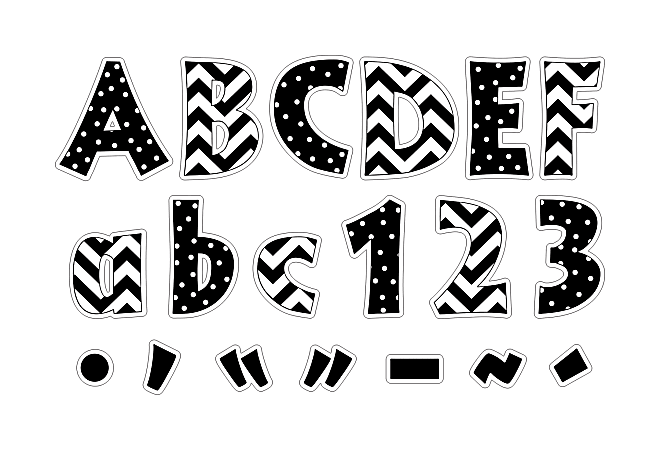 Barker Creek Letter Pop Outs 4 Black Chevron And Dots Set Of 255 ...
