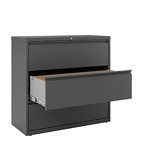 WorkPro 42 W x 18 58 D Lateral 3 Drawer File Cabinet Charcoal - Office ...
