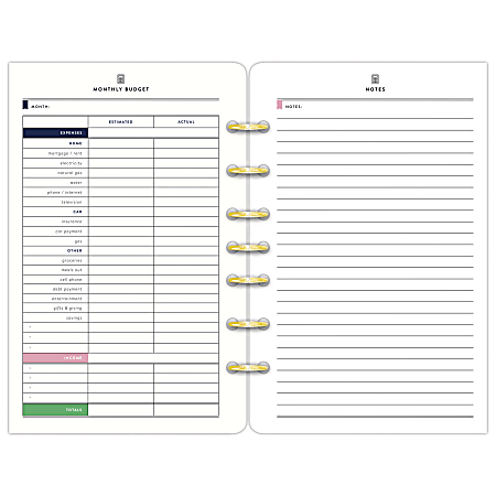 AT A GLANCE Emily Ley Simplified System Budget Calendar Refill 5 38 x 8 ...