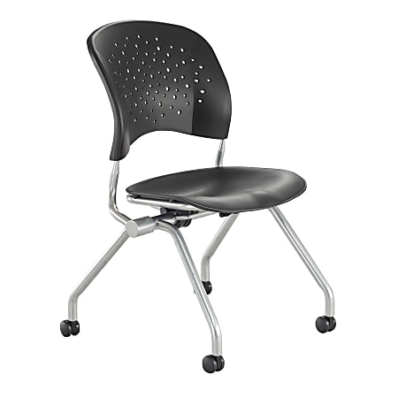 Safco Reve Plastic Nesting Chairs BlackSilver Set Of 2 Chairs - Office ...