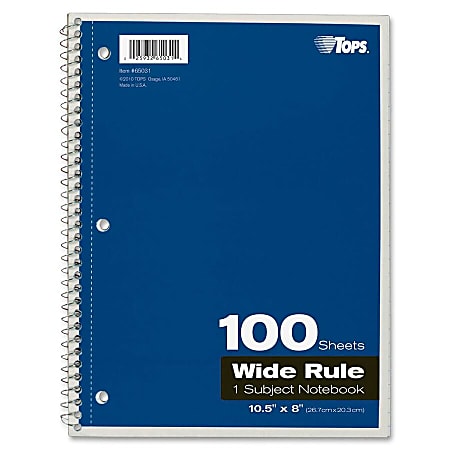 TOPS Spiral Notebook 8 x 10 12 1 Subject Wide Rule 100 Sheets Assorted ...