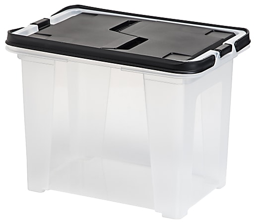 Iris Portable Wing Lid File Box Letter Size ClearBlack - Office Depot