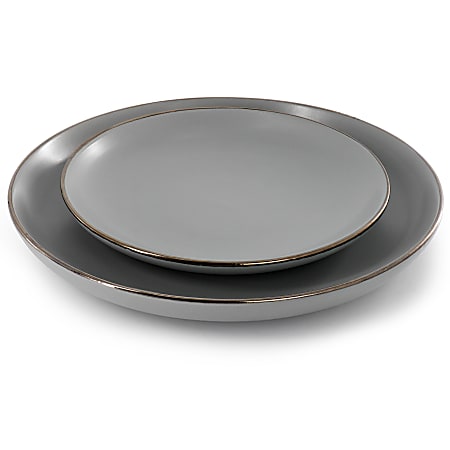 Gibson Home Rockaway 16 Piece Gold Rimmed Dinnerware Set Gray - Office ...