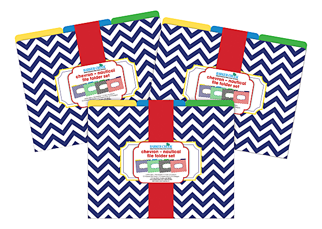 Barker Creek Tab File Folders Letter Size Nautical Chevron Pack Of 36 ...