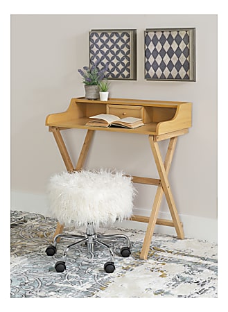Linon Gage 30 W Folding Home Office Writing Desk Natural Office Depot