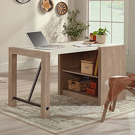 Sauder Dixon City 56 W Computer Desk With Storage Shelves Brushed ...