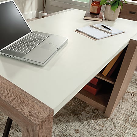 Sauder Dixon City 56 W Computer Desk With Storage Shelves Brushed ...