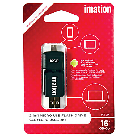 Imation 2 in 1 Swivel Micro USB Flash Drive 16GB - Office Depot