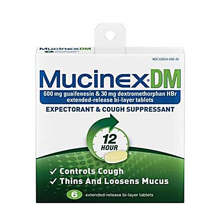 Mucinex Cough Cold DM Tabs 600mg Dosage Pack Of 6 - Office Depot