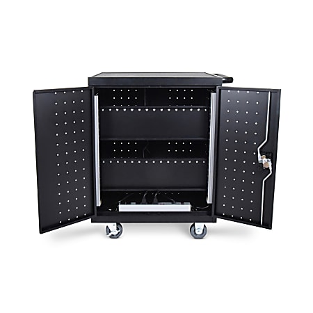 Luxor 32 Device Charging Cart With Timer 38 14 H x 28 12 W x 21 D Black ...