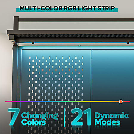 Bestier 40 W Computer Desk With Hutch Power Outlet RGB LED Lights And ...