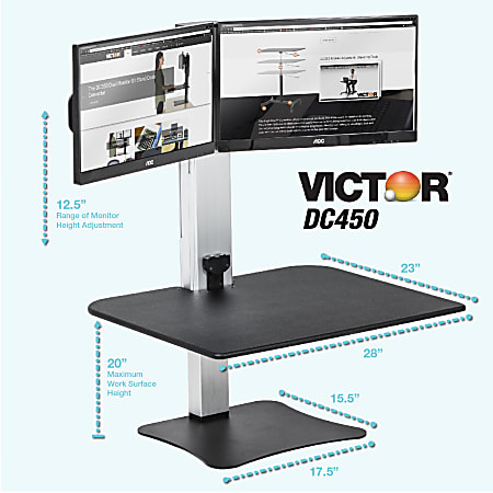 Victor High Rise DC450 Electric Dual Monitor Standing Desk Riser ...