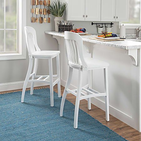 Linon Pierre Bar Stools White Set Of 2 Stools - Office Depot
