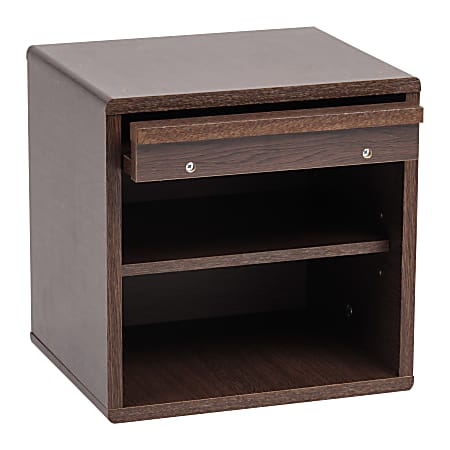 IRIS Wood 14 H 2 Cube Storage With Pocket Door Brown Oak - Office Depot