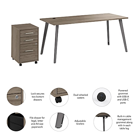 WorkPro Motiva 72 W Modern Office Desk With 3 Drawer Rolling File ...