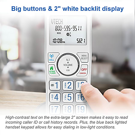 VTech Bluetooth DECT 6.0 Expandable Cordless Phone With Connect to Cell ...
