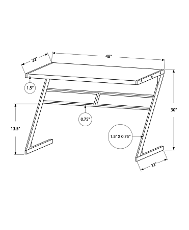 Monarch Specialties 48 W Computer Desk With Z Shaped Metal Base Dark ...