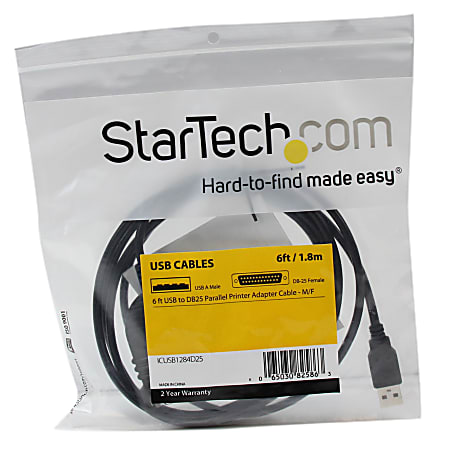 StarTech.com Parallel printer adapter USB DB25 parallel 6 ft Add a DB25 ...