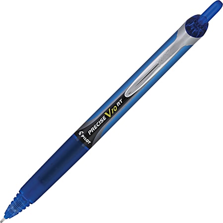 Pilot PRECISE V10 RT Retractable Pens Pack Of 12 Blue Barrel Blue Ink ...