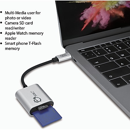 SIIG USB C 2 in 1 Card Reader for SD Micro SD Silver 2 in 1 SD SDHC ...
