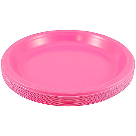 JAM PAPER Round Plastic Party Plates Small 7 inch Fuchsia Pink 20Pack ...