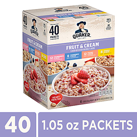 Quaker Oats Instant Oatmeal Fruit Cream Variety Pack 1.05 Oz Packets ...