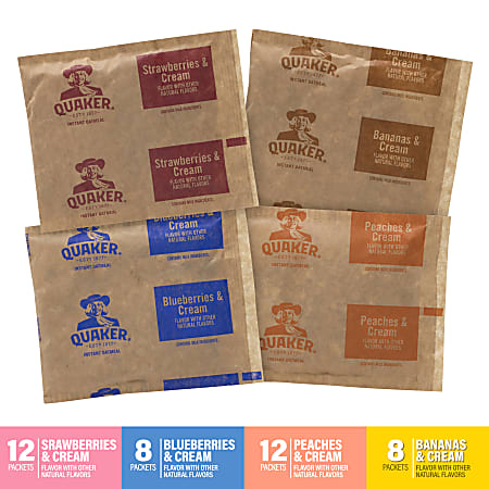 Quaker Oats Instant Oatmeal Fruit Cream Variety Pack 1.05 Oz Packets ...