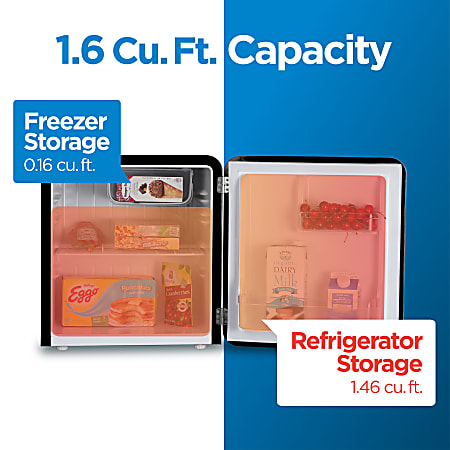 Commercial Cool Retro 1.6 Cu. Ft. Mini Refrigerator With Freezer Black ...