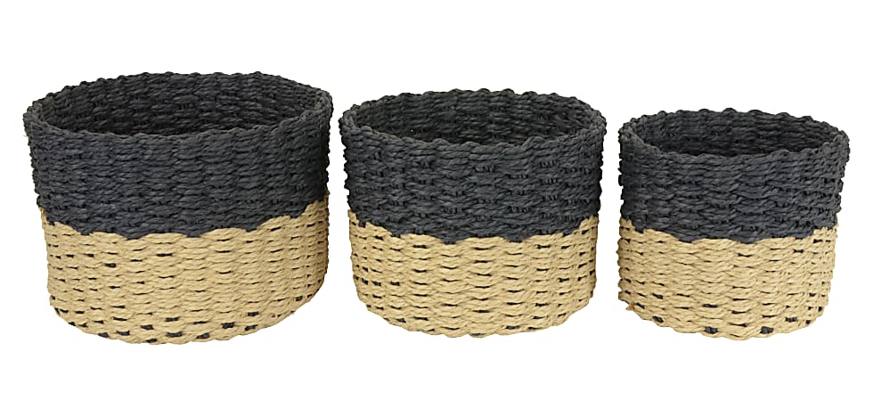 GNBI 3 Piece Round Basket Set Medium Size BlackNatural - Office Depot