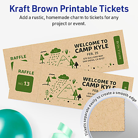Avery Printable Tickets 2.75 x8.5 Kraft Brown Pack Of 100 - Office Depot