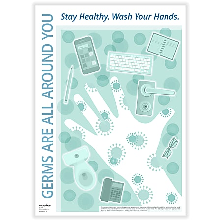 ComplyRight Germ Awareness Poster Germs Are All Around You English 14 x ...